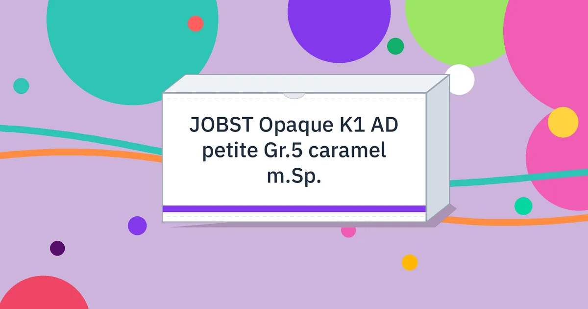 Symbolbild: Packung mit der Aufschrift JOBST Opaque K1 AD petite Gr.5 caramel m.Sp. (PZN 13078570) – Verfügbarkeit und Bezug in Apotheken in Frankfurt am Main