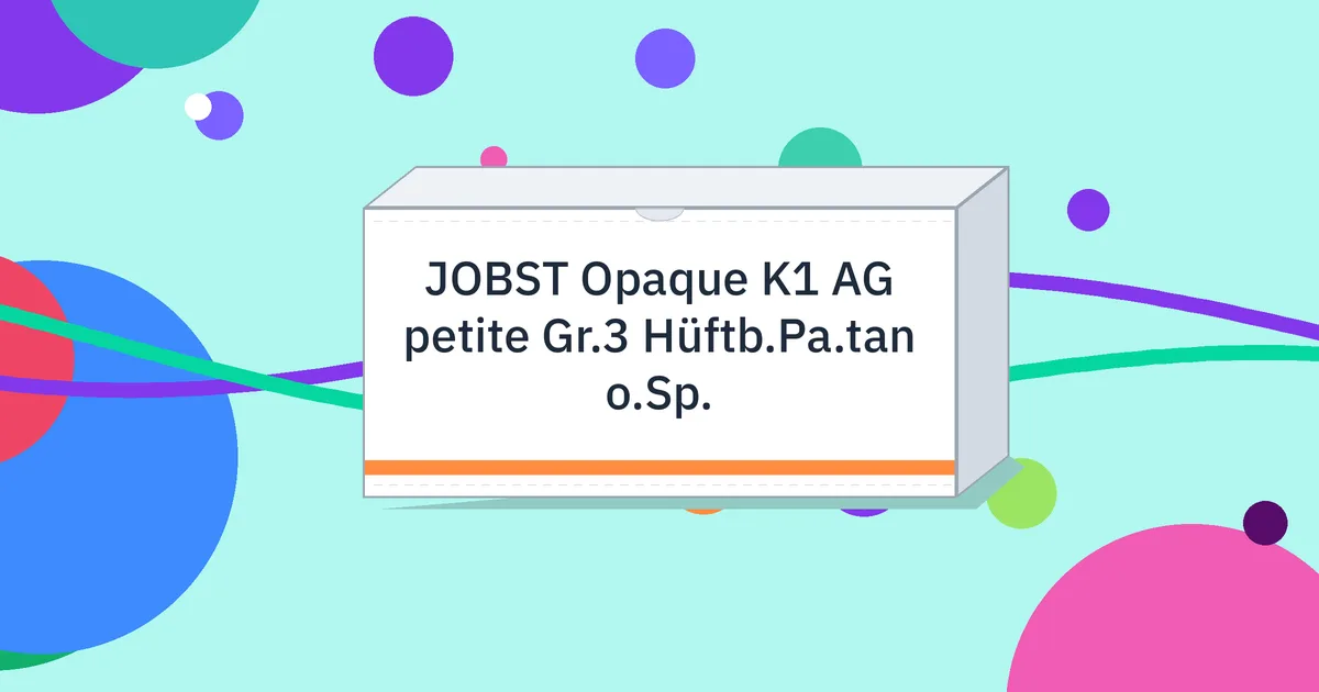 Symbolbild: Packung mit der Aufschrift JOBST Opaque K1 AG petite Gr.3 Hüftb.Pa.tan o.Sp. (PZN 16273651) – Verfügbarkeit und Bezug in Apotheken in Frankfurt am Main