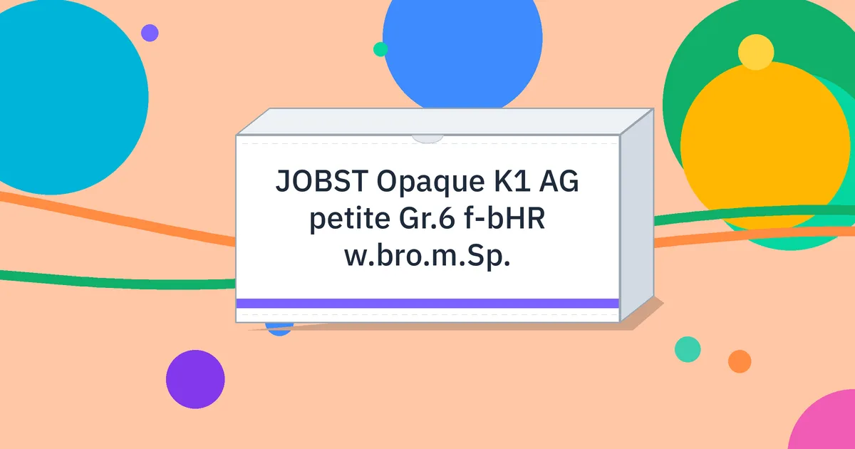 Symbolbild: Packung mit der Aufschrift JOBST Opaque K1 AG petite Gr.6 f-bHR w.bro.m.Sp. (PZN 13083832) – Verfügbarkeit und Bezug in Apotheken in Frankfurt am Main