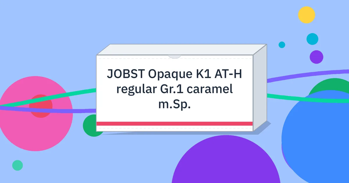 Symbolbild: Packung mit der Aufschrift JOBST Opaque K1 AT-H regular Gr.1 caramel m.Sp. (PZN 13105203) – Verfügbarkeit und Bezug in Apotheken in Frankfurt am Main