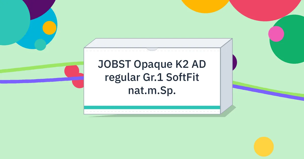 Symbolbild: Packung mit der Aufschrift JOBST Opaque K2 AD regular Gr.1 SoftFit nat.m.Sp. (PZN 11250088) – Verfügbarkeit und Bezug in Apotheken in Frankfurt am Main