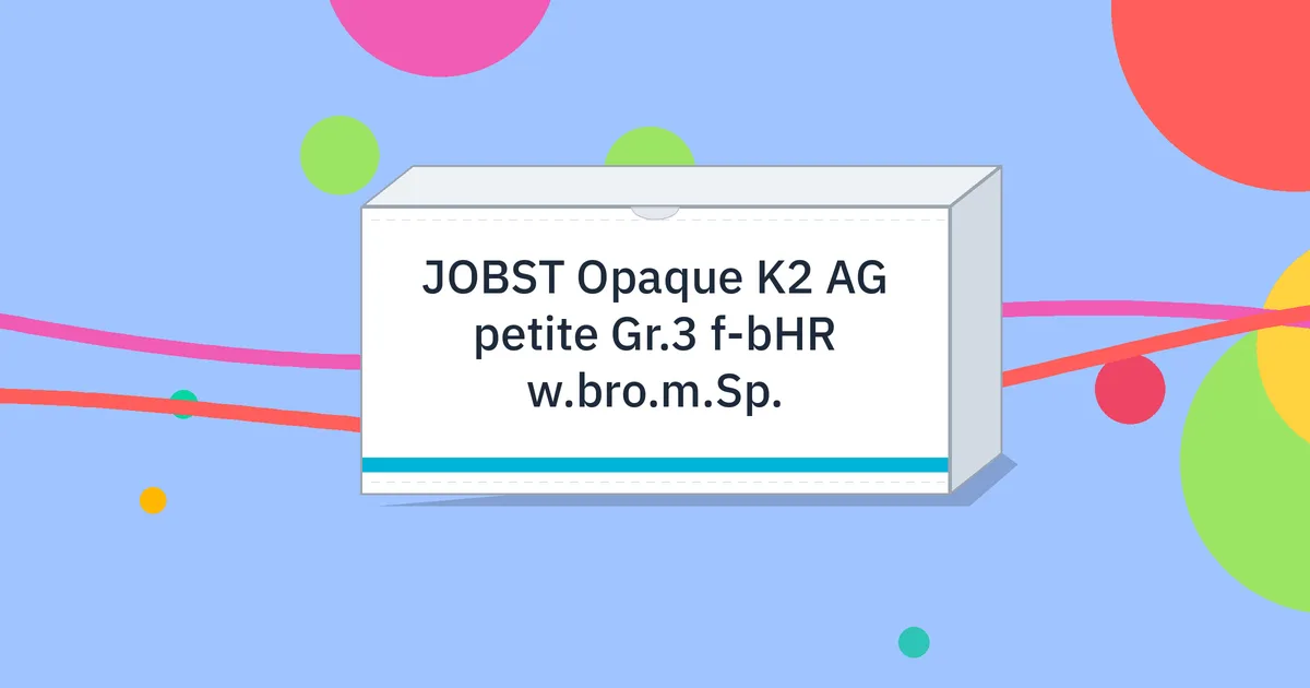 Symbolbild: Packung mit der Aufschrift JOBST Opaque K2 AG petite Gr.3 f-bHR w.bro.m.Sp. (PZN 13111988) – Verfügbarkeit und Bezug in Apotheken in Frankfurt am Main