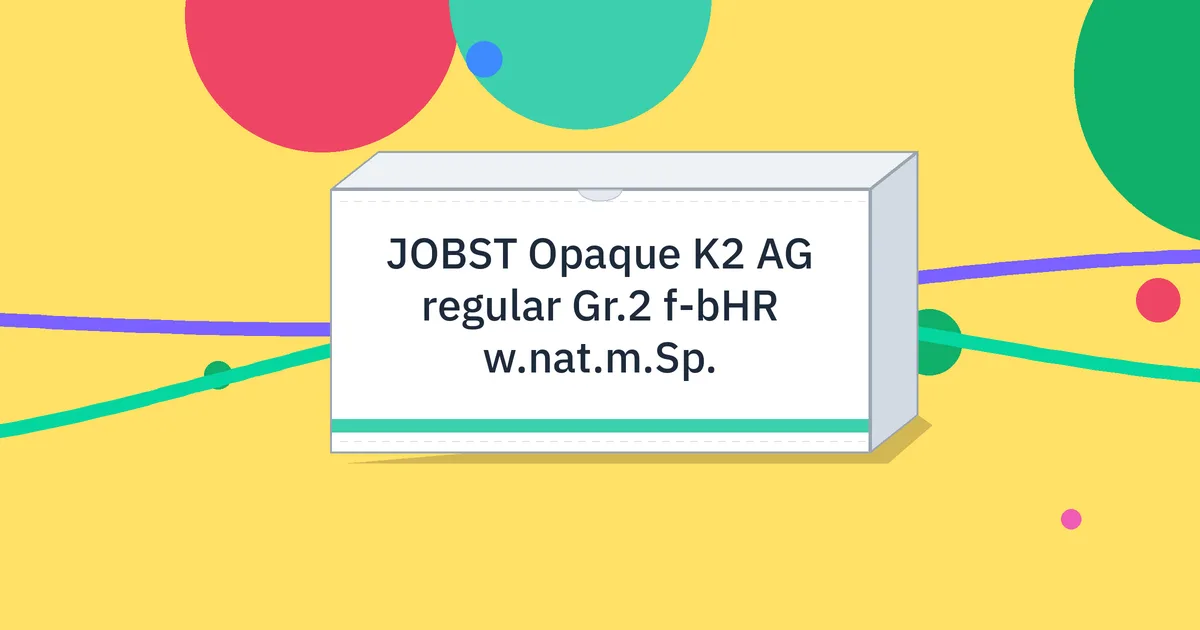 Symbolbild: Packung mit der Aufschrift JOBST Opaque K2 AG regular Gr.2 f-bHR w.nat.m.Sp. (PZN 11253313) – Verfügbarkeit und Bezug in Apotheken in Frankfurt am Main