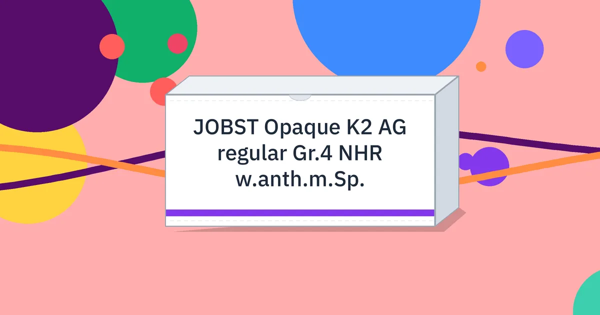 Symbolbild: Packung mit der Aufschrift JOBST Opaque K2 AG regular Gr.4 NHR w.anth.m.Sp. (PZN 16279702) – Verfügbarkeit und Bezug in Apotheken in Frankfurt am Main