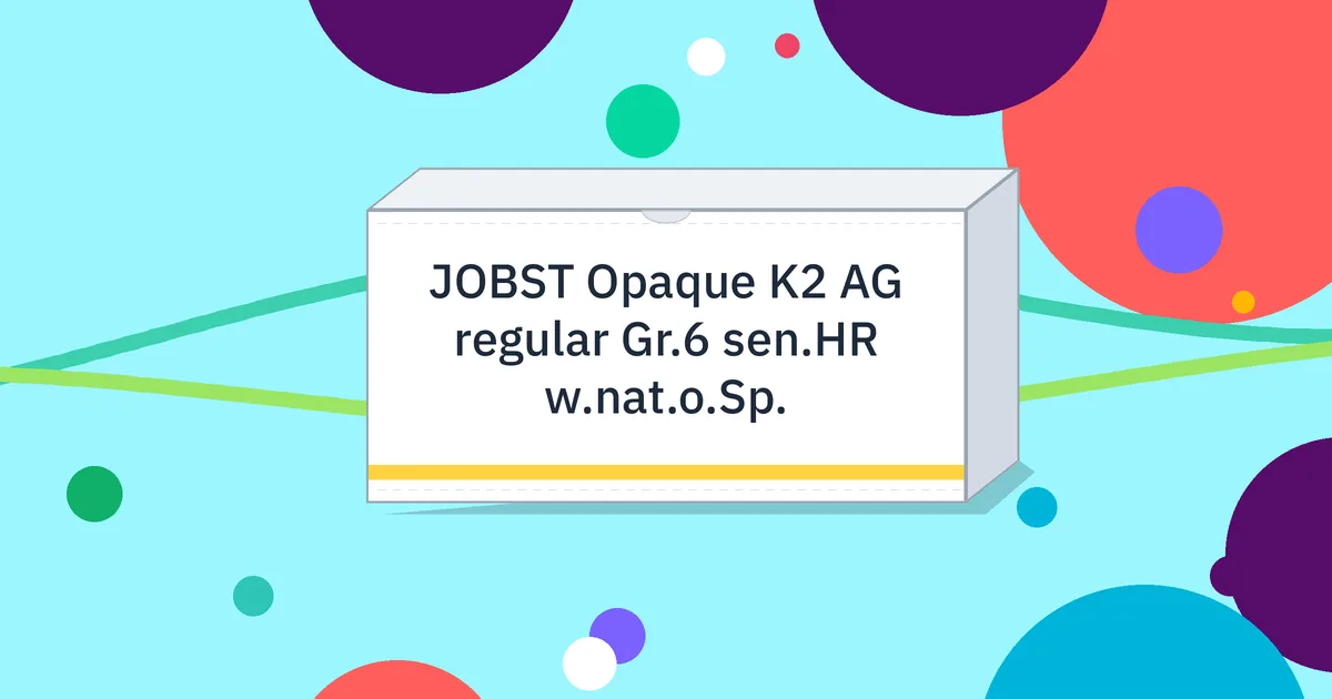 Symbolbild: Packung mit der Aufschrift JOBST Opaque K2 AG regular Gr.6 sen.HR w.nat.o.Sp. (PZN 11254442) – Verfügbarkeit und Bezug in Apotheken in Frankfurt am Main