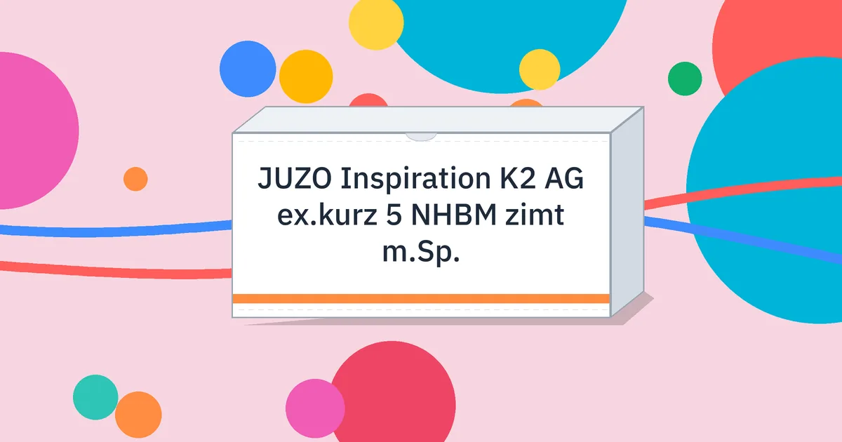 Symbolbild: Packung mit der Aufschrift JUZO Inspiration K2 AG ex.kurz 5 NHBM zimt m.Sp. (PZN 14964865) – Verfügbarkeit und Bezug in Apotheken in Frankfurt am Main