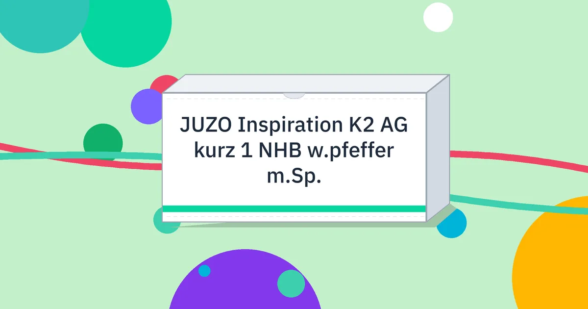 Symbolbild: Packung mit der Aufschrift JUZO Inspiration K2 AG kurz 1 NHB w.pfeffer m.Sp. (PZN 14947387) – Verfügbarkeit und Bezug in Apotheken in Frankfurt am Main