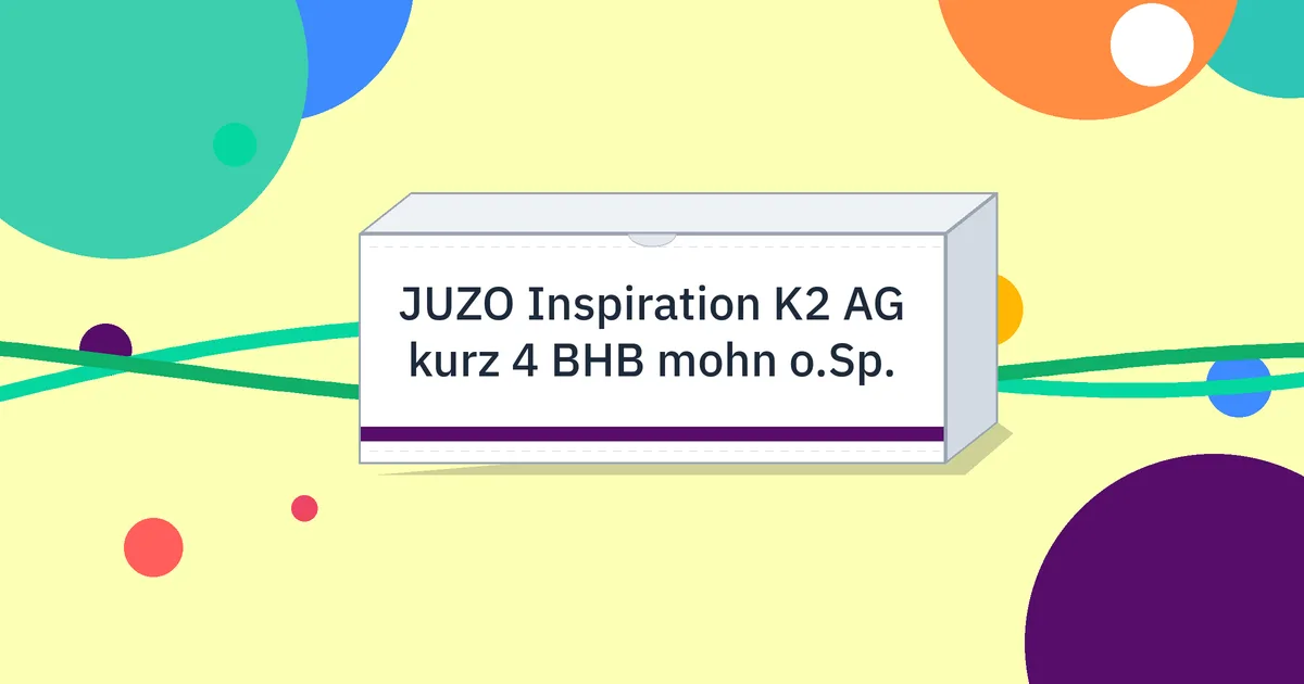 Symbolbild: Packung mit der Aufschrift JUZO Inspiration K2 AG kurz 4 BHB mohn o.Sp. (PZN 14835085) – Verfügbarkeit und Bezug in Apotheken in Frankfurt am Main
