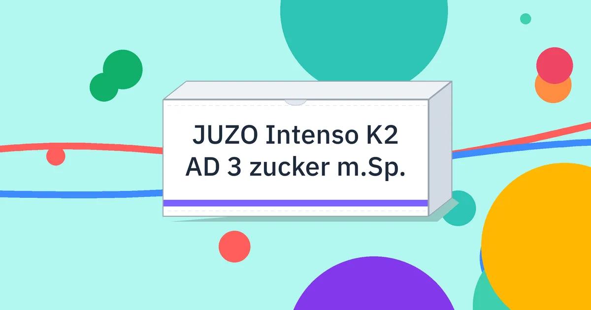 Symbolbild: Packung mit der Aufschrift JUZO Intenso K2 AD 3 zucker m.Sp. (PZN 18606022) – Verfügbarkeit und Bezug in Apotheken in Frankfurt am Main