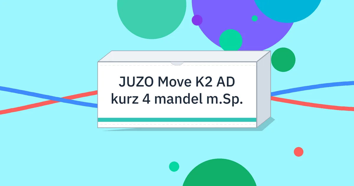 Symbolbild: Packung mit der Aufschrift JUZO Move K2 AD kurz 4 mandel m.Sp. (PZN 16340962) – Verfügbarkeit und Bezug in Apotheken in Frankfurt am Main