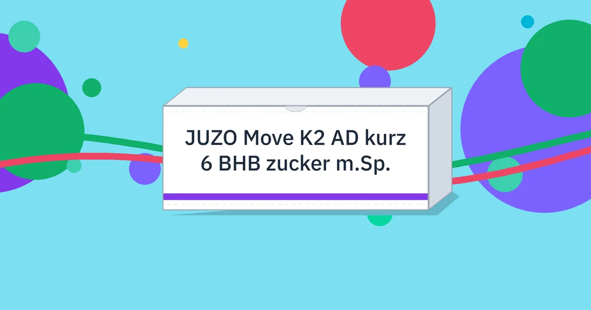 Symbolbild: Packung mit der Aufschrift JUZO Move K2 AD kurz 6 BHB zucker m.Sp. (PZN 18508897) – Verfügbarkeit und Bezug in Apotheken in Frankfurt am Main