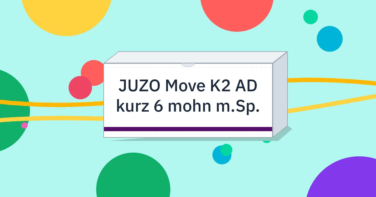 Symbolbild: Packung mit der Aufschrift JUZO Move K2 AD kurz 6 mohn m.Sp. (PZN 18540263) – Verfügbarkeit und Bezug in Apotheken in Frankfurt am Main