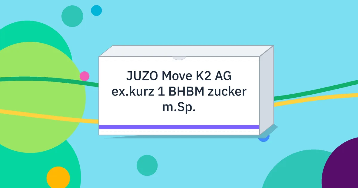 Symbolbild: Packung mit der Aufschrift JUZO Move K2 AG ex.kurz 1 BHBM zucker m.Sp. (PZN 18532447) – Verfügbarkeit und Bezug in Apotheken in Frankfurt am Main