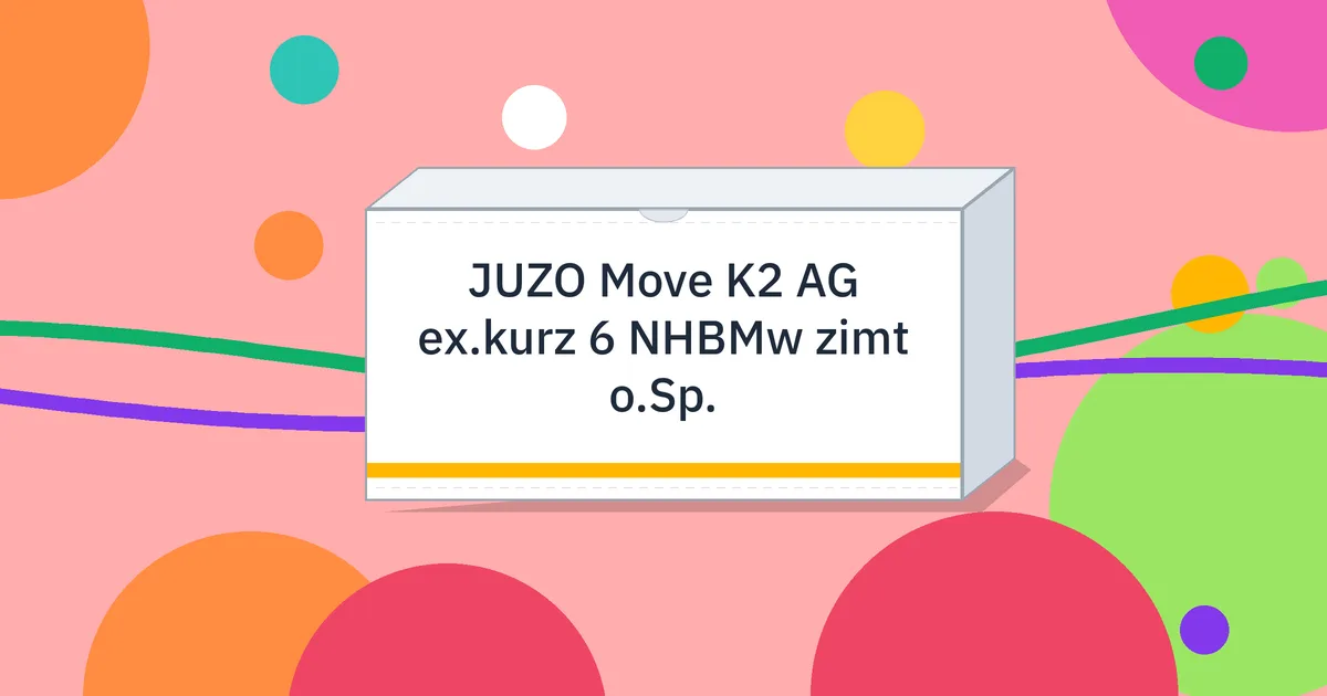 Symbolbild: Packung mit der Aufschrift JUZO Move K2 AG ex.kurz 6 NHBMw zimt o.Sp. (PZN 18533441) – Verfügbarkeit und Bezug in Apotheken in Frankfurt am Main