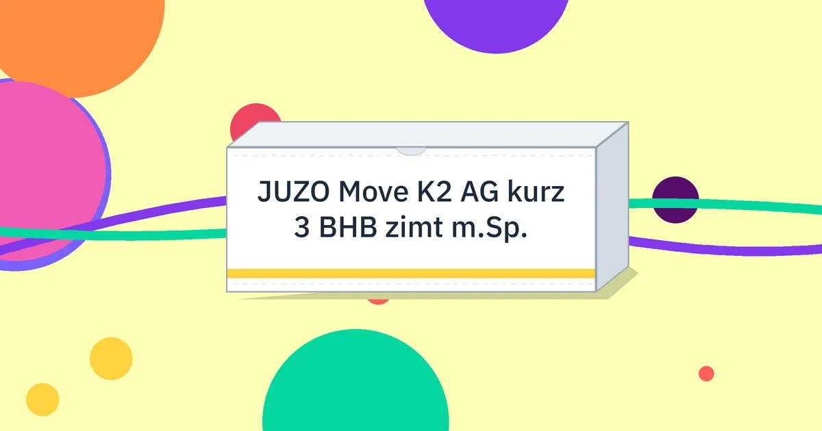 Symbolbild: Packung mit der Aufschrift JUZO Move K2 AG kurz 3 BHB zimt m.Sp. (PZN 18528150) – Verfügbarkeit und Bezug in Apotheken in Frankfurt am Main