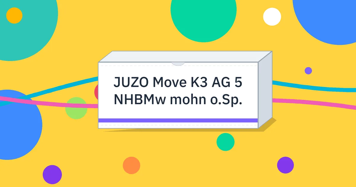 Symbolbild: Packung mit der Aufschrift JUZO Move K3 AG 5 NHBMw mohn o.Sp. (PZN 18588844) – Verfügbarkeit und Bezug in Apotheken in Frankfurt am Main
