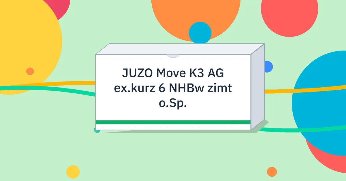 Symbolbild: Packung mit der Aufschrift JUZO Move K3 AG ex.kurz 6 NHBw zimt o.Sp. (PZN 18584450) – Verfügbarkeit und Bezug in Apotheken in Frankfurt am Main