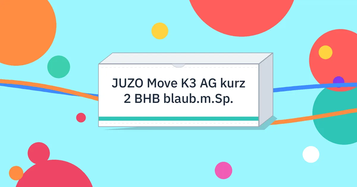 Symbolbild: Packung mit der Aufschrift JUZO Move K3 AG kurz 2 BHB blaub.m.Sp. (PZN 18591390) – Verfügbarkeit und Bezug in Apotheken in Frankfurt am Main
