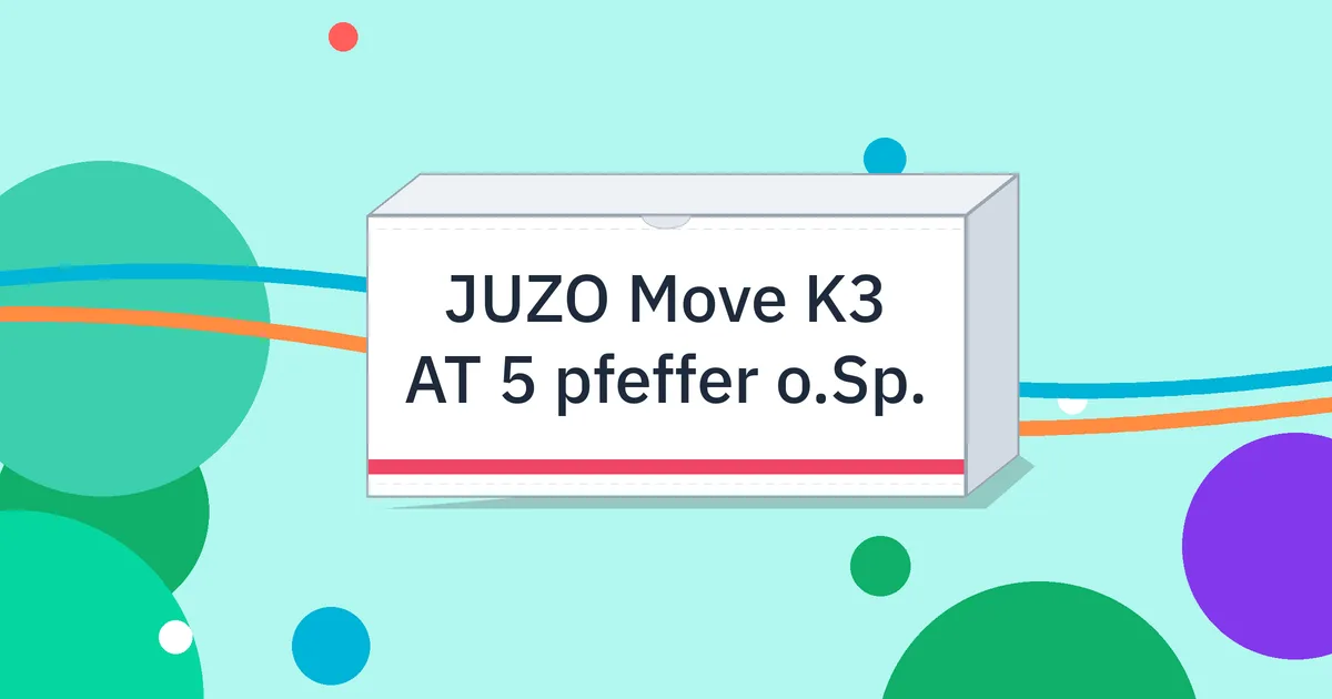 Symbolbild: Packung mit der Aufschrift JUZO Move K3 AT 5 pfeffer o.Sp. (PZN 20678313) – Verfügbarkeit und Bezug in Apotheken in Frankfurt am Main