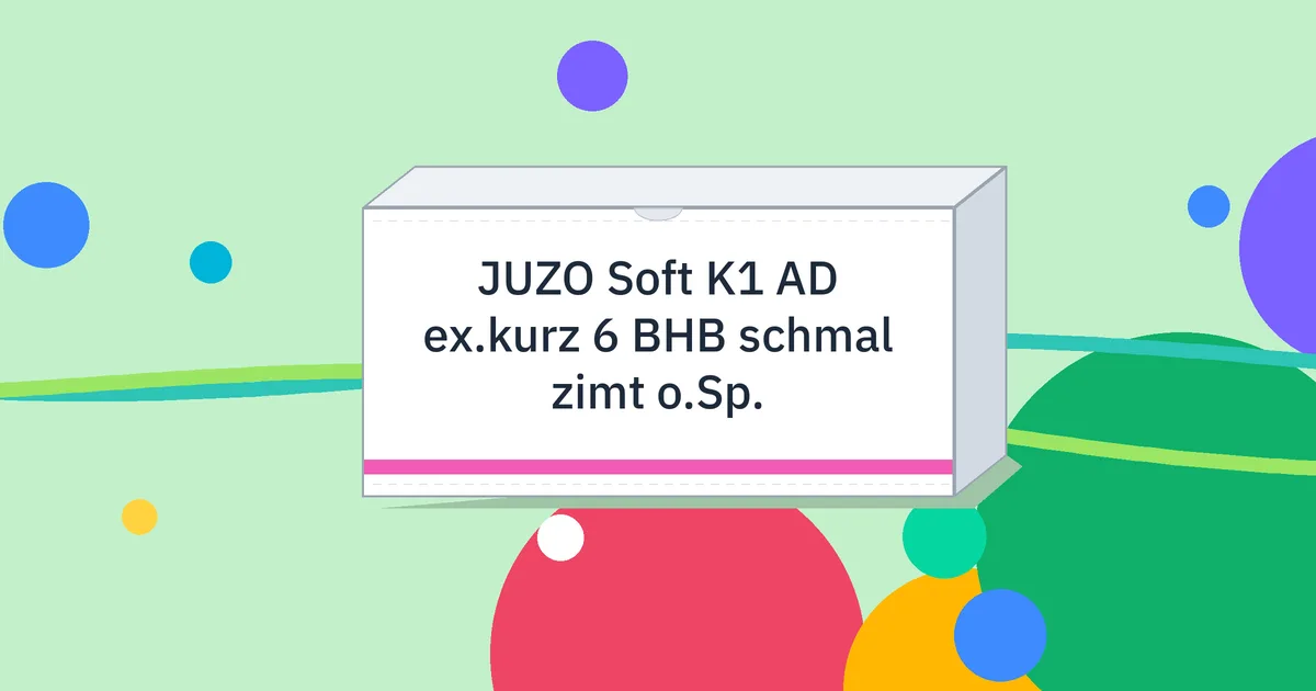Symbolbild: Packung mit der Aufschrift JUZO Soft K1 AD ex.kurz 6 BHB schmal zimt o.Sp. (PZN 15464308) – Verfügbarkeit und Bezug in Apotheken in Frankfurt am Main