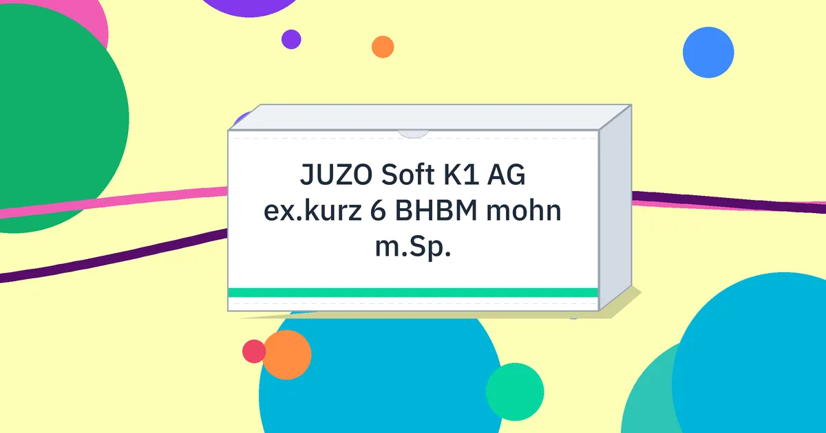 Symbolbild: Packung mit der Aufschrift JUZO Soft K1 AG ex.kurz 6 BHBM mohn m.Sp. (PZN 14856615) – Verfügbarkeit und Bezug in Apotheken in Frankfurt am Main