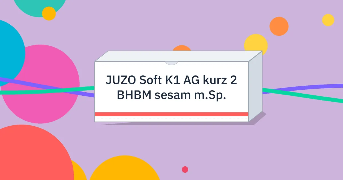 Symbolbild: Packung mit der Aufschrift JUZO Soft K1 AG kurz 2 BHBM sesam m.Sp. (PZN 14855596) – Verfügbarkeit und Bezug in Apotheken in Frankfurt am Main