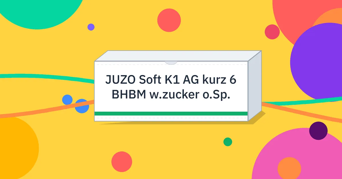 Symbolbild: Packung mit der Aufschrift JUZO Soft K1 AG kurz 6 BHBM w.zucker o.Sp. (PZN 14865301) – Verfügbarkeit und Bezug in Apotheken in Frankfurt am Main