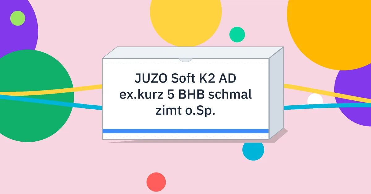 Symbolbild: Packung mit der Aufschrift JUZO Soft K2 AD ex.kurz 5 BHB schmal zimt o.Sp. (PZN 15468298) – Verfügbarkeit und Bezug in Apotheken in Frankfurt am Main
