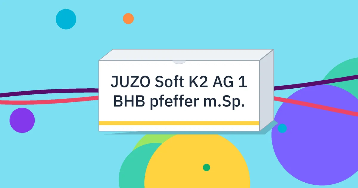 Symbolbild: Packung mit der Aufschrift JUZO Soft K2 AG 1 BHB pfeffer m.Sp. (PZN 14824621) – Verfügbarkeit und Bezug in Apotheken in Frankfurt am Main