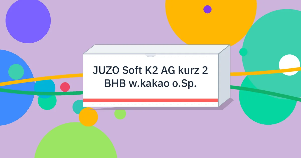 Symbolbild: Packung mit der Aufschrift JUZO Soft K2 AG kurz 2 BHB w.kakao o.Sp. (PZN 14843021) – Verfügbarkeit und Bezug in Apotheken in Frankfurt am Main