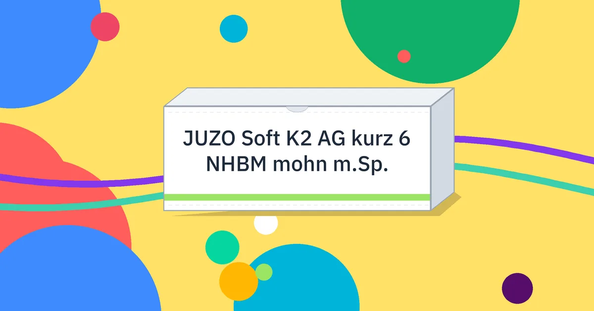 Symbolbild: Packung mit der Aufschrift JUZO Soft K2 AG kurz 6 NHBM mohn m.Sp. (PZN 15021019) – Verfügbarkeit und Bezug in Apotheken in Frankfurt am Main