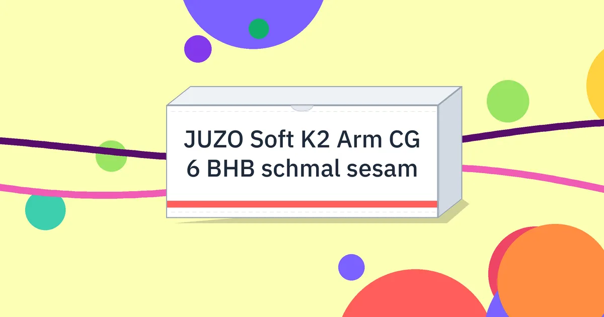 Symbolbild: Packung mit der Aufschrift JUZO Soft K2 Arm CG 6 BHB schmal sesam (PZN 15511433) – Verfügbarkeit und Bezug in Apotheken in Frankfurt am Main