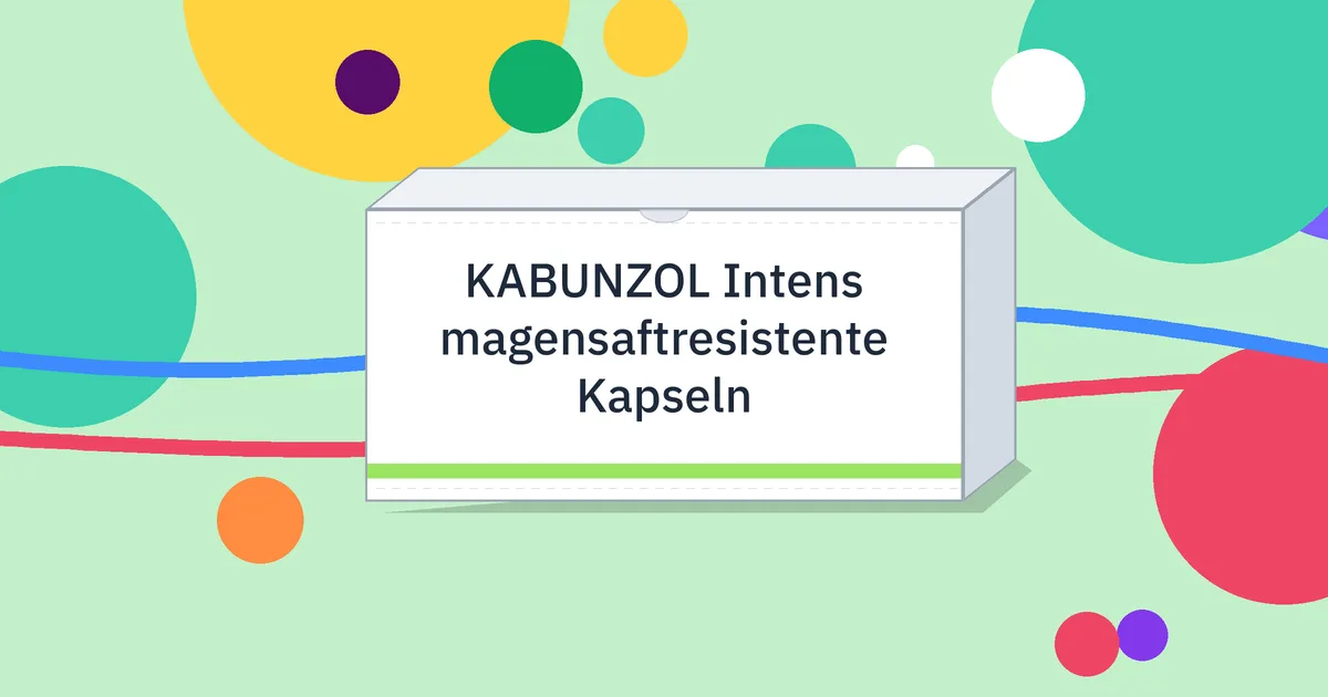 Symbolbild: Packung mit der Aufschrift KABUNZOL Intens magensaftresistente Kapseln (PZN 19183598) – Verfügbarkeit und Bezug in Apotheken in Frankfurt am Main