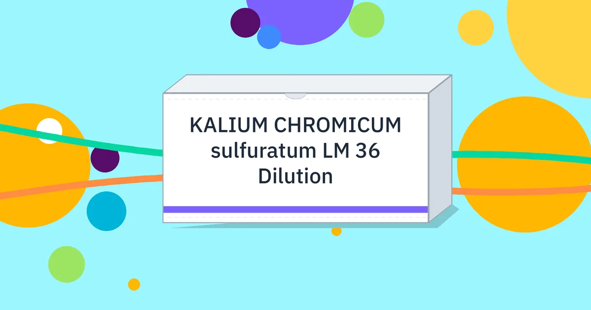 Symbolbild: Packung mit der Aufschrift KALIUM CHROMICUM sulfuratum LM 36 Dilution (PZN 12919889) – Verfügbarkeit und Bezug in Apotheken in Frankfurt am Main