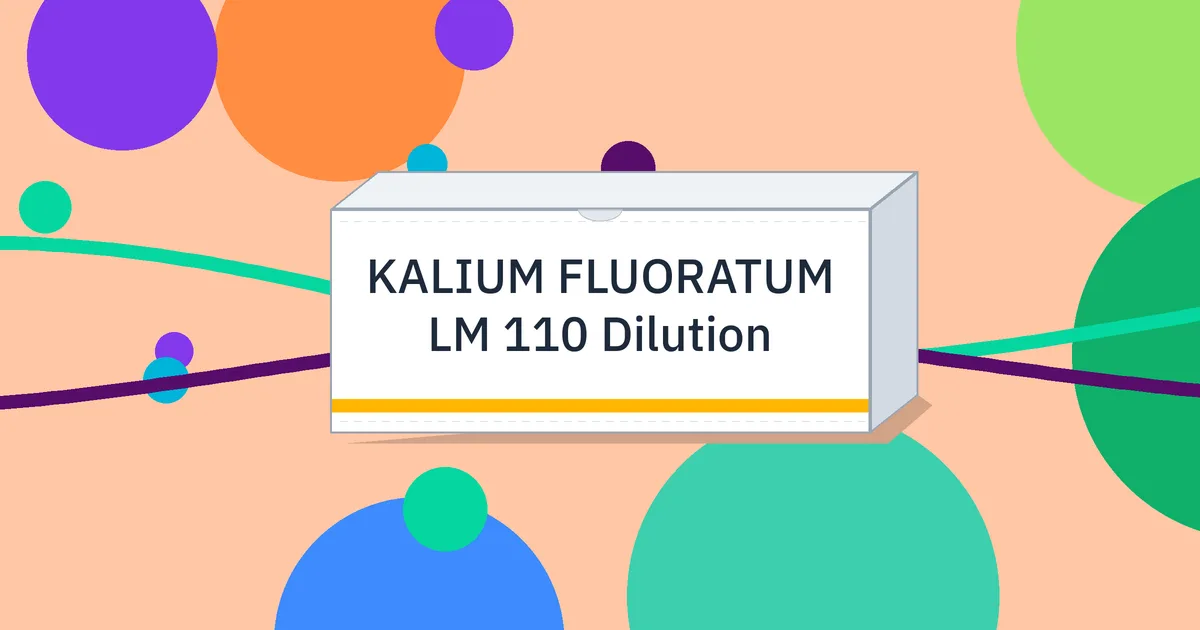 Symbolbild: Packung mit der Aufschrift KALIUM FLUORATUM LM 110 Dilution (PZN 12921828) – Verfügbarkeit und Bezug in Apotheken in Frankfurt am Main