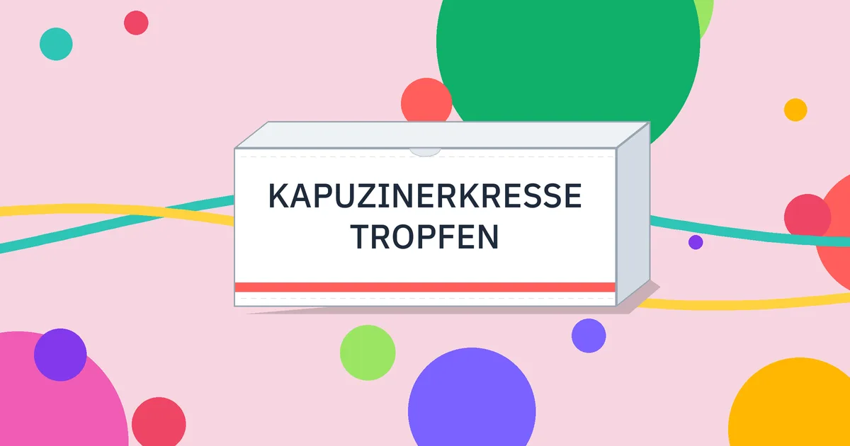 Symbolbild: Packung mit der Aufschrift KAPUZINERKRESSE TROPFEN (PZN 18259371) – Verfügbarkeit und Bezug in Apotheken in Frankfurt am Main
