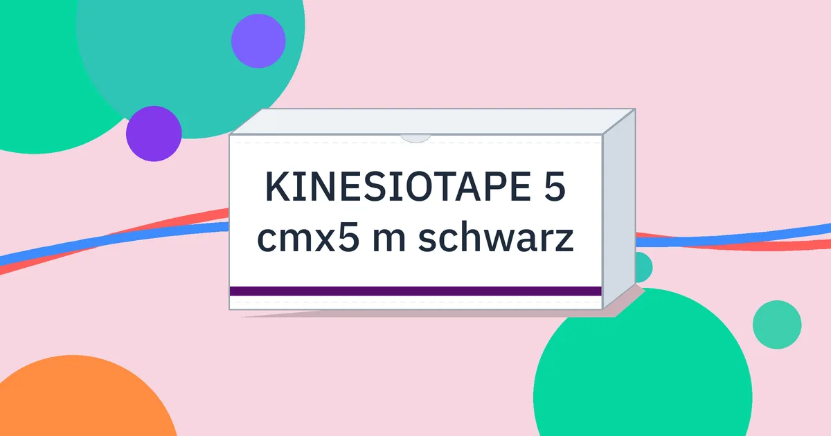 Symbolbild: Packung mit der Aufschrift KINESIOTAPE 5 cmx5 m schwarz (PZN 14305022) – Verfügbarkeit und Bezug in Apotheken in Frankfurt am Main