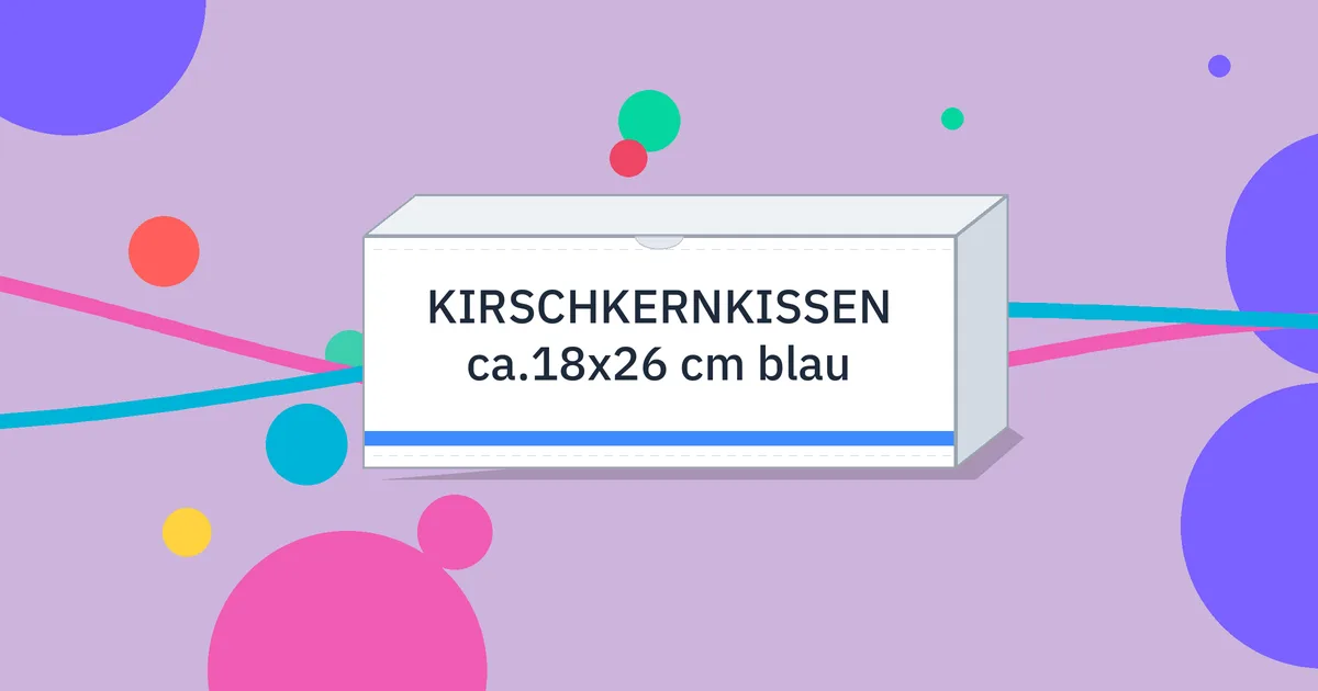 Symbolbild: Packung mit der Aufschrift KIRSCHKERNKISSEN ca.18x26 cm blau (PZN 16619380) – Verfügbarkeit und Bezug in Apotheken in Frankfurt am Main
