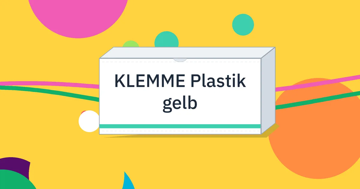Symbolbild: Packung mit der Aufschrift KLEMME Plastik gelb (PZN 02441777) – Verfügbarkeit und Bezug in Apotheken in Frankfurt am Main