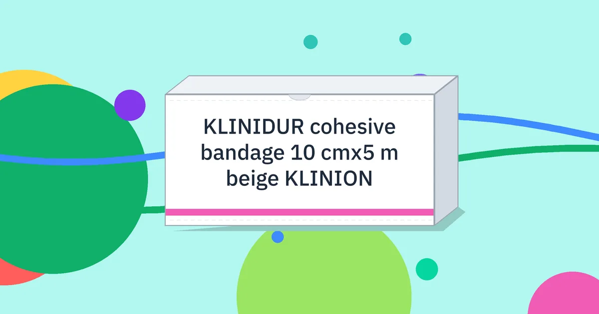 Symbolbild: Packung mit der Aufschrift KLINIDUR cohesive bandage 10 cmx5 m beige KLINION (PZN 19746713) – Verfügbarkeit und Bezug in Apotheken in Frankfurt am Main