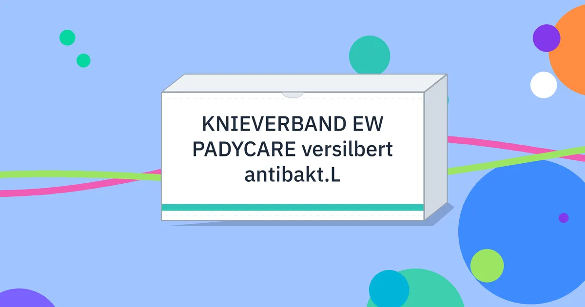 Symbolbild: Packung mit der Aufschrift KNIEVERBAND EW PADYCARE versilbert antibakt.L (PZN 10940046) – Verfügbarkeit und Bezug in Apotheken in Frankfurt am Main