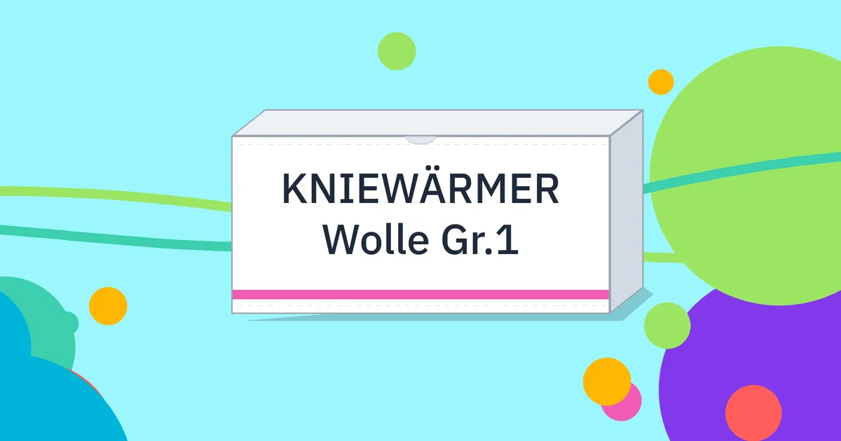 Symbolbild: Packung mit der Aufschrift KNIEWÄRMER Wolle Gr.1 (PZN 01731088) – Verfügbarkeit und Bezug in Apotheken in Frankfurt am Main