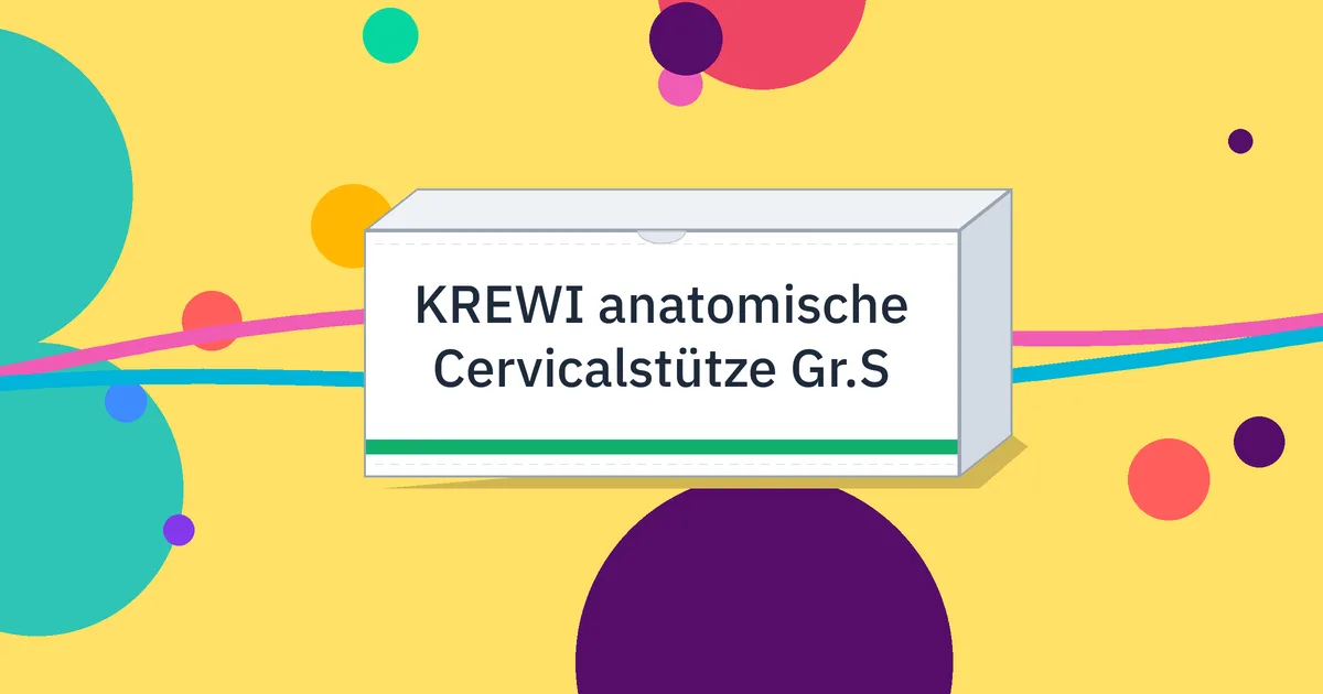 Symbolbild: Packung mit der Aufschrift KREWI anatomische Cervicalstütze Gr.S (PZN 03740884) – Verfügbarkeit und Bezug in Apotheken in Frankfurt am Main