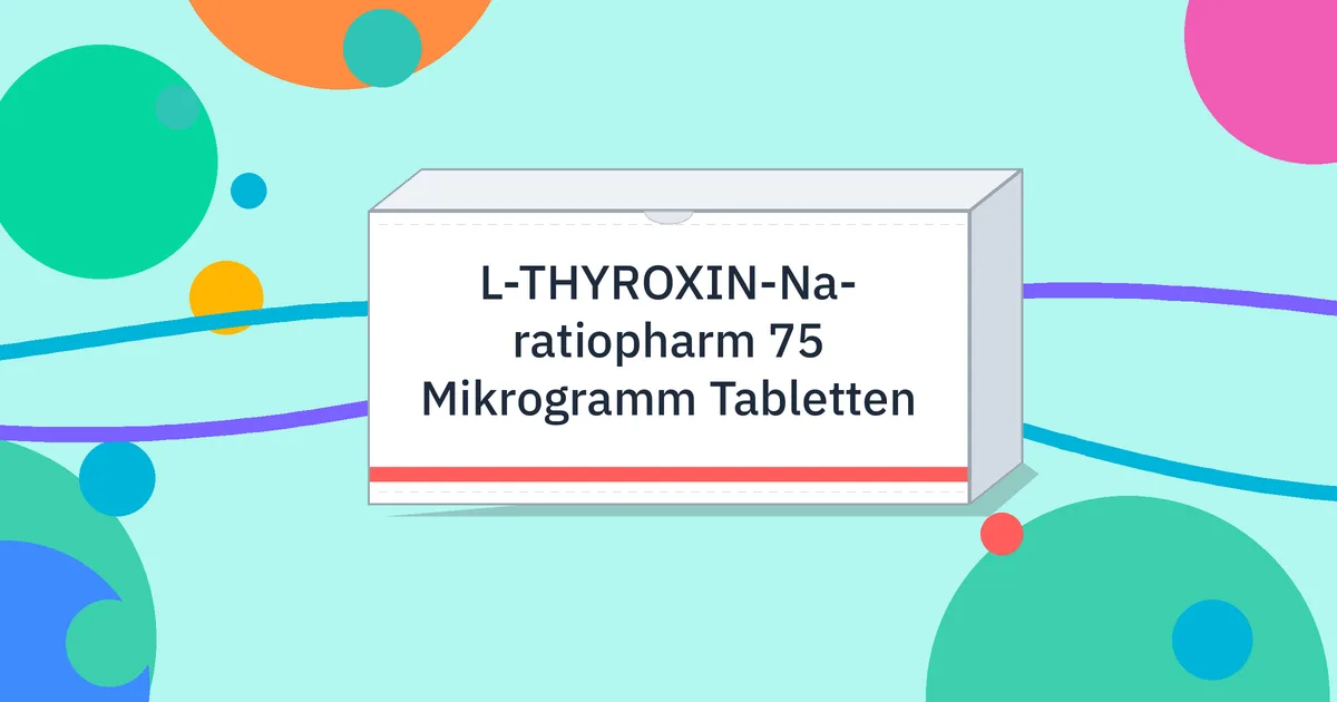 Symbolbild: Packung mit der Aufschrift L-THYROXIN-Na-ratiopharm 75 Mikrogramm Tabletten (PZN 10089685) – Verfügbarkeit und Bezug in Apotheken in Frankfurt am Main