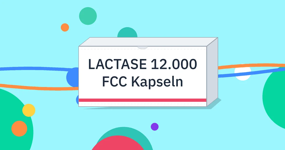 Symbolbild: Packung mit der Aufschrift LACTASE 12.000 FCC Kapseln (PZN 11299611) – Verfügbarkeit und Bezug in Apotheken in Frankfurt am Main