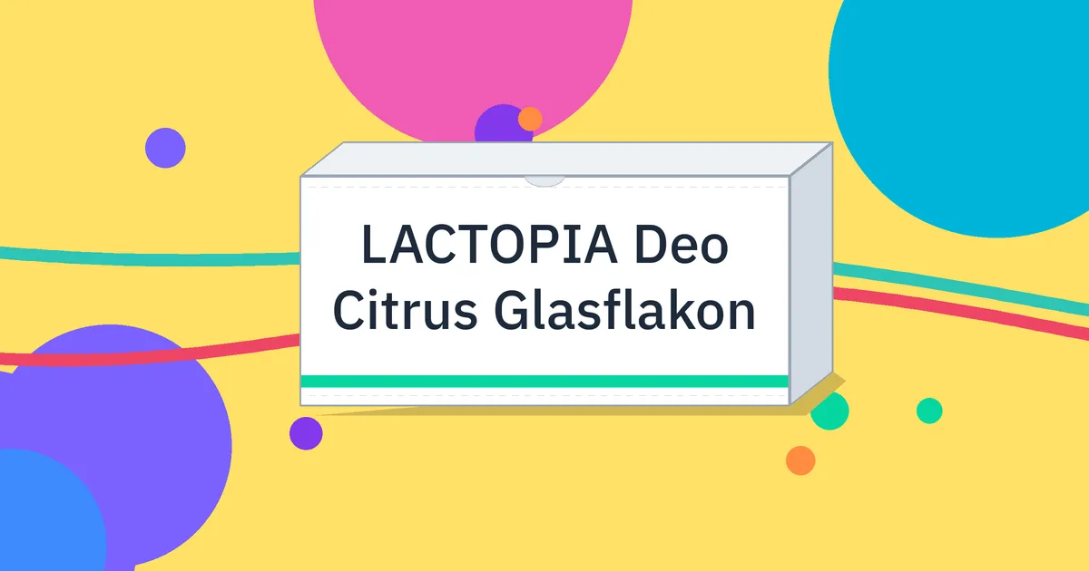 Symbolbild: Packung mit der Aufschrift LACTOPIA Deo Citrus Glasflakon (PZN 10977724) – Verfügbarkeit und Bezug in Apotheken in Frankfurt am Main