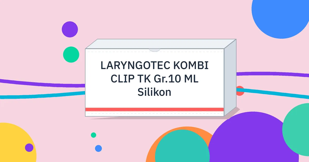 Symbolbild: Packung mit der Aufschrift LARYNGOTEC KOMBI CLIP TK Gr.10 ML Silikon (PZN 09538729) – Verfügbarkeit und Bezug in Apotheken in Frankfurt am Main