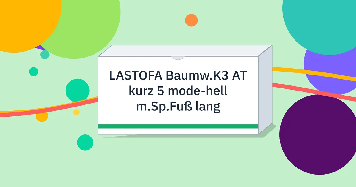Symbolbild: Packung mit der Aufschrift LASTOFA Baumw.K3 AT kurz 5 mode-hell m.Sp.Fuß lang (PZN 01958538) – Verfügbarkeit und Bezug in Apotheken in Frankfurt am Main