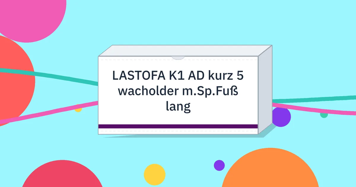 Symbolbild: Packung mit der Aufschrift LASTOFA K1 AD kurz 5 wacholder m.Sp.Fuß lang (PZN 13787823) – Verfügbarkeit und Bezug in Apotheken in Frankfurt am Main