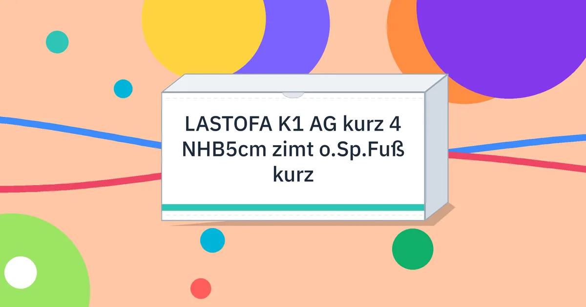 Symbolbild: Packung mit der Aufschrift LASTOFA K1 AG kurz 4 NHB5cm zimt o.Sp.Fuß kurz (PZN 13792089) – Verfügbarkeit und Bezug in Apotheken in Frankfurt am Main